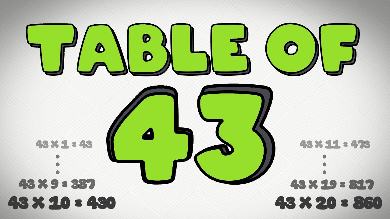 Table of 43 / 43 ka pahada / 43 ka table / #maths #publicmaths - YouTube