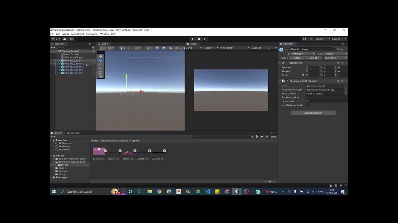 Unity 2d Parallax Background With Horizontal And Vertical Background Youtube