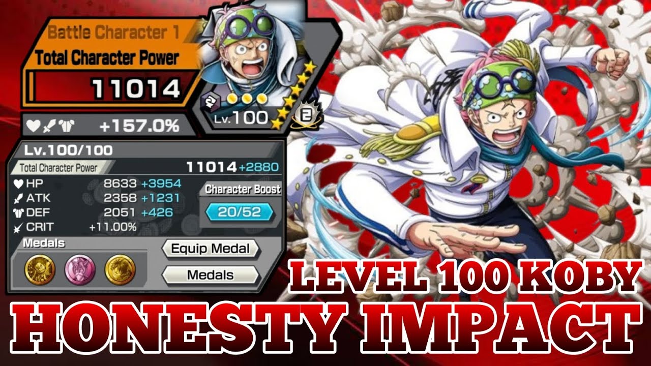 LEVEL 100 KOBY HONESTY IMPACT GAMEPLAY | ONE PIECE BOUNTY RUSH | OPBR ...