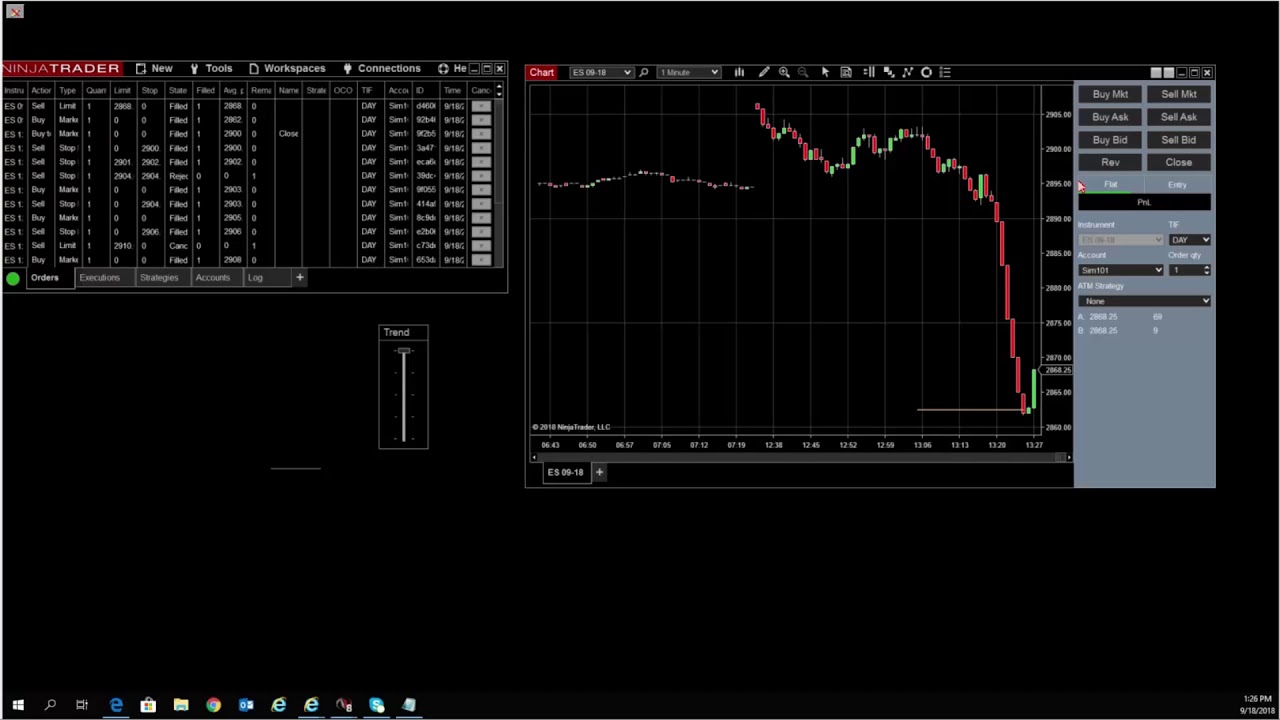 Usar el Chart Trader en NinjaTrader - YouTube