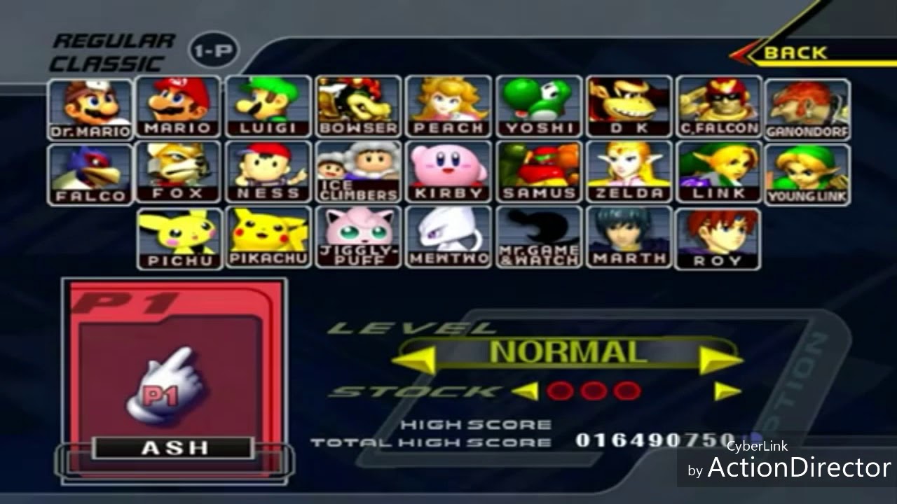 Super Smash Bros. Melee - Classic Character Select (Speed Up) - YouTube