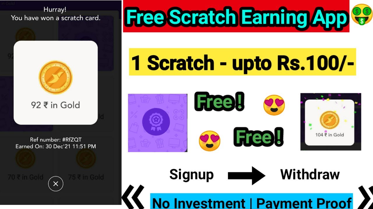 Free Scratch Earning App | 1 scratch - Rs. 100+ | Just Signup ...