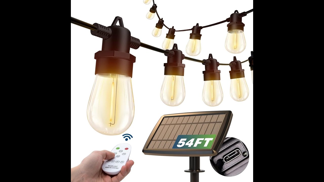 Addlon 54(48+6) FT Solar String Lights (Unboxing) (17 Pack) - YouTube