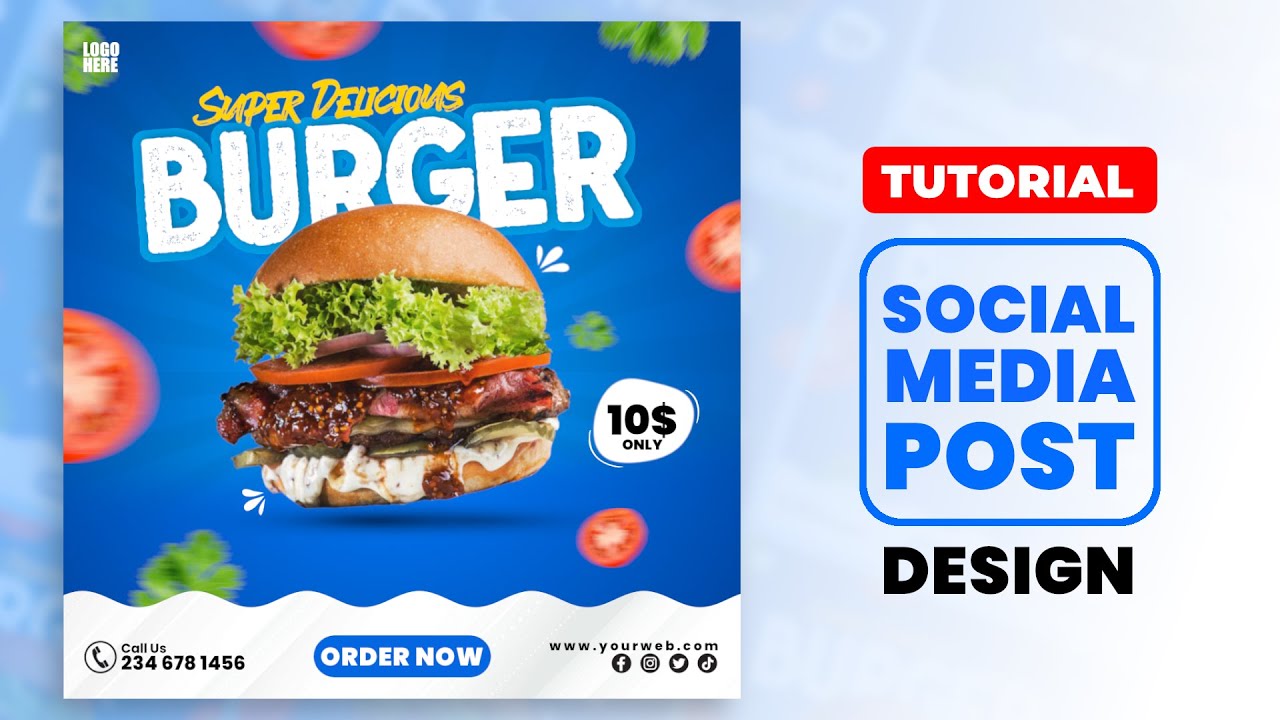 Burger Advertisement Social Media Post Design Tutorial | Gimp ...