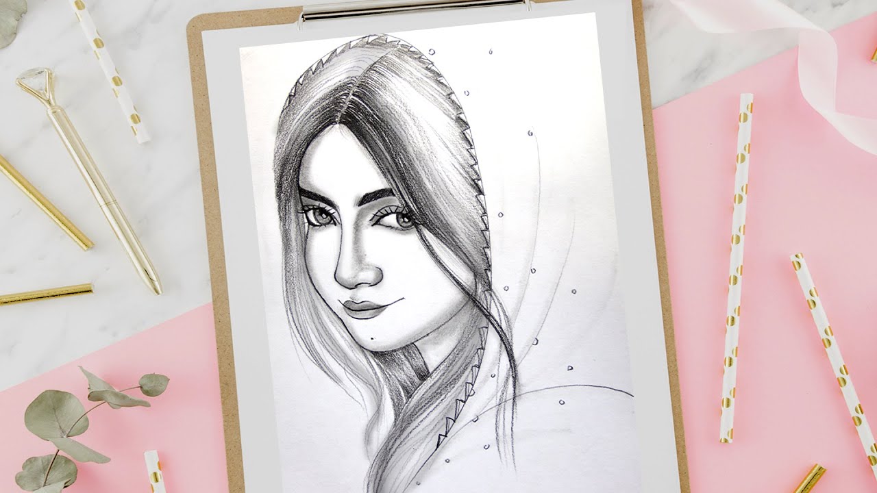 How to Draw a Beautiful Traditional Simple girl very easy | Girl ...