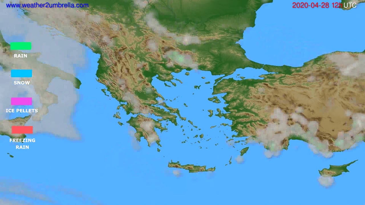 Precipitation forecast Greece // modelrun: 00h UTC 2020-04-28 - YouTube
