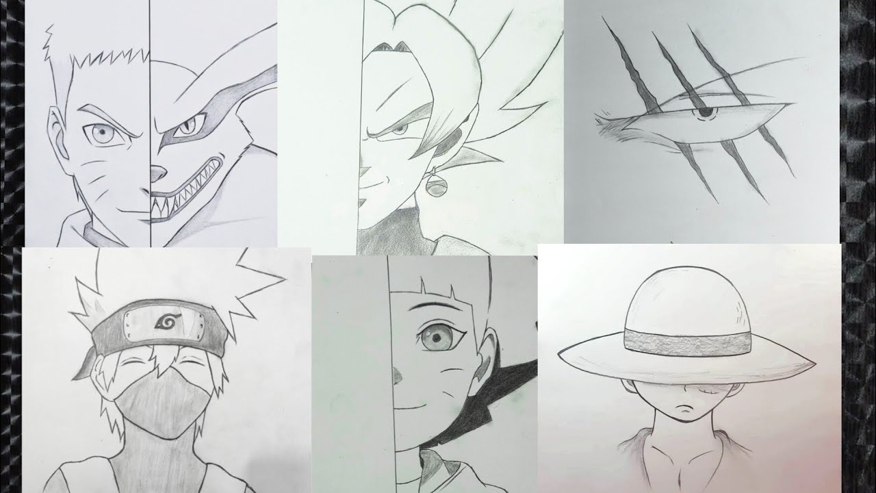 6 easy anime drawing tutorial|| Pencil drawing step by step || Easy ...