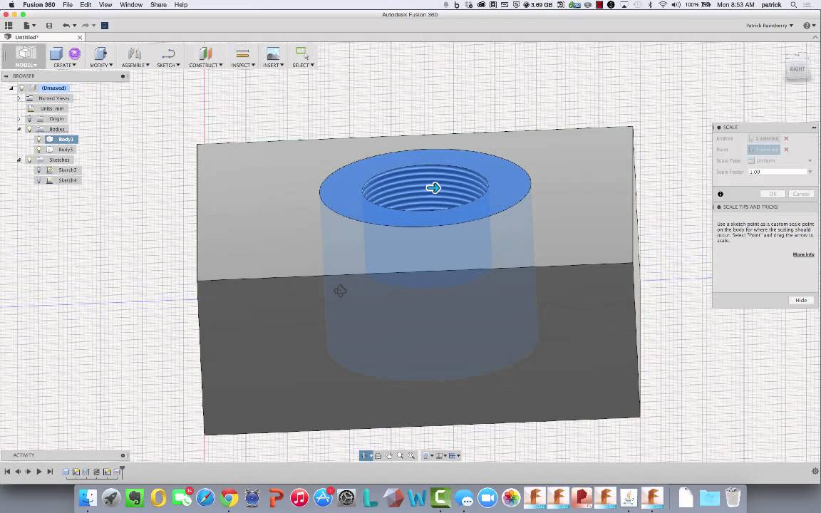 Fusion 360 Scale Threads - YouTube