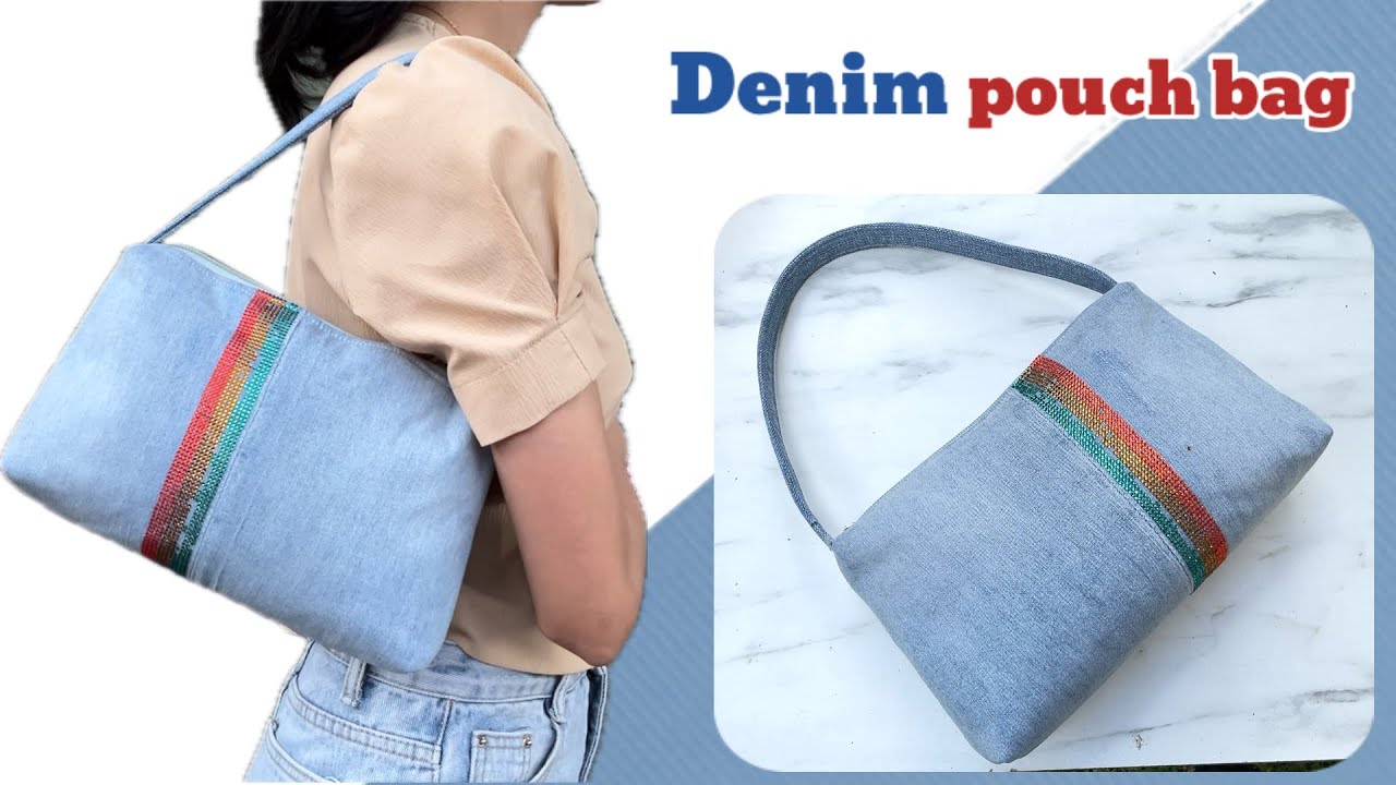 how to sew denim shoulder pouch bag tutorial ,diy pouch bag ,diy shoulder bag - YouTube