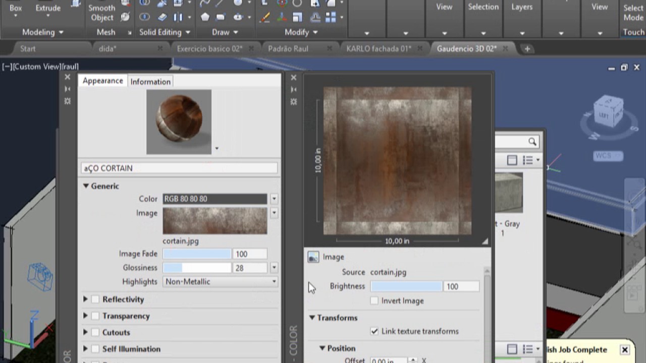 AutoCAD 3D Casos especiais de aplicação de materiais e texturas 15 05 ...