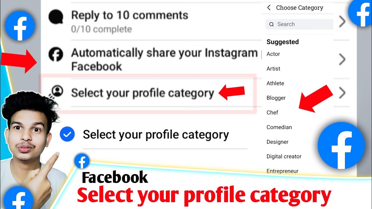 Select your profile category Facebook | facebook page Select your ...