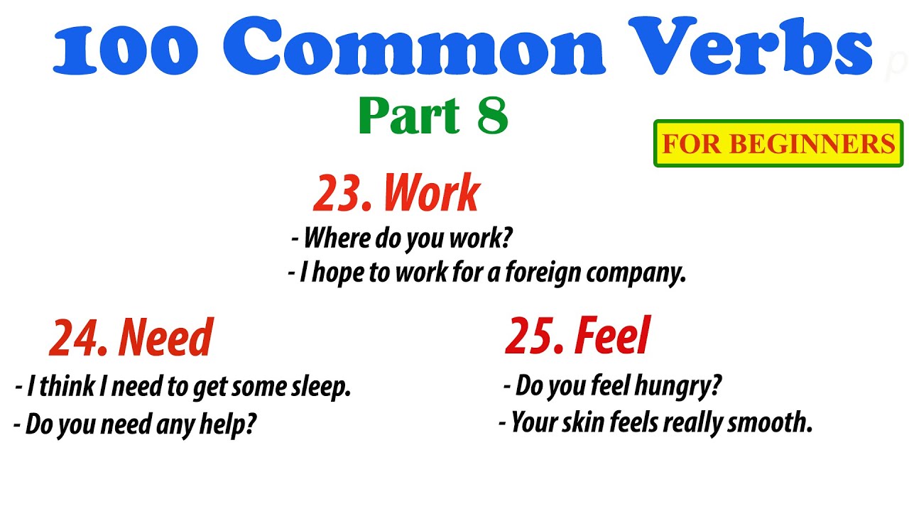 100 Common Verbs part 8 - YouTube