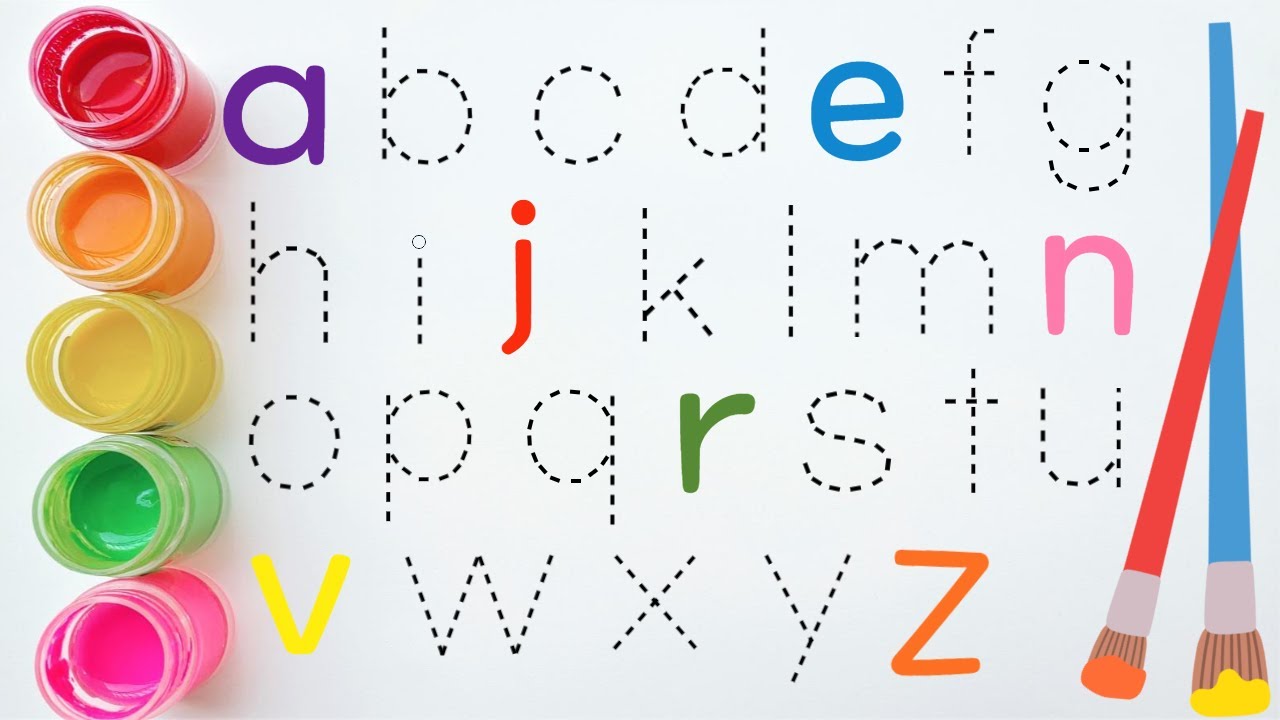 Alphabet Song 들으며 그림자 점선을 따라서 물감과 붓으로 알파벳 따라 쓰기 알파벳 그리기 알파벳 색칠하기