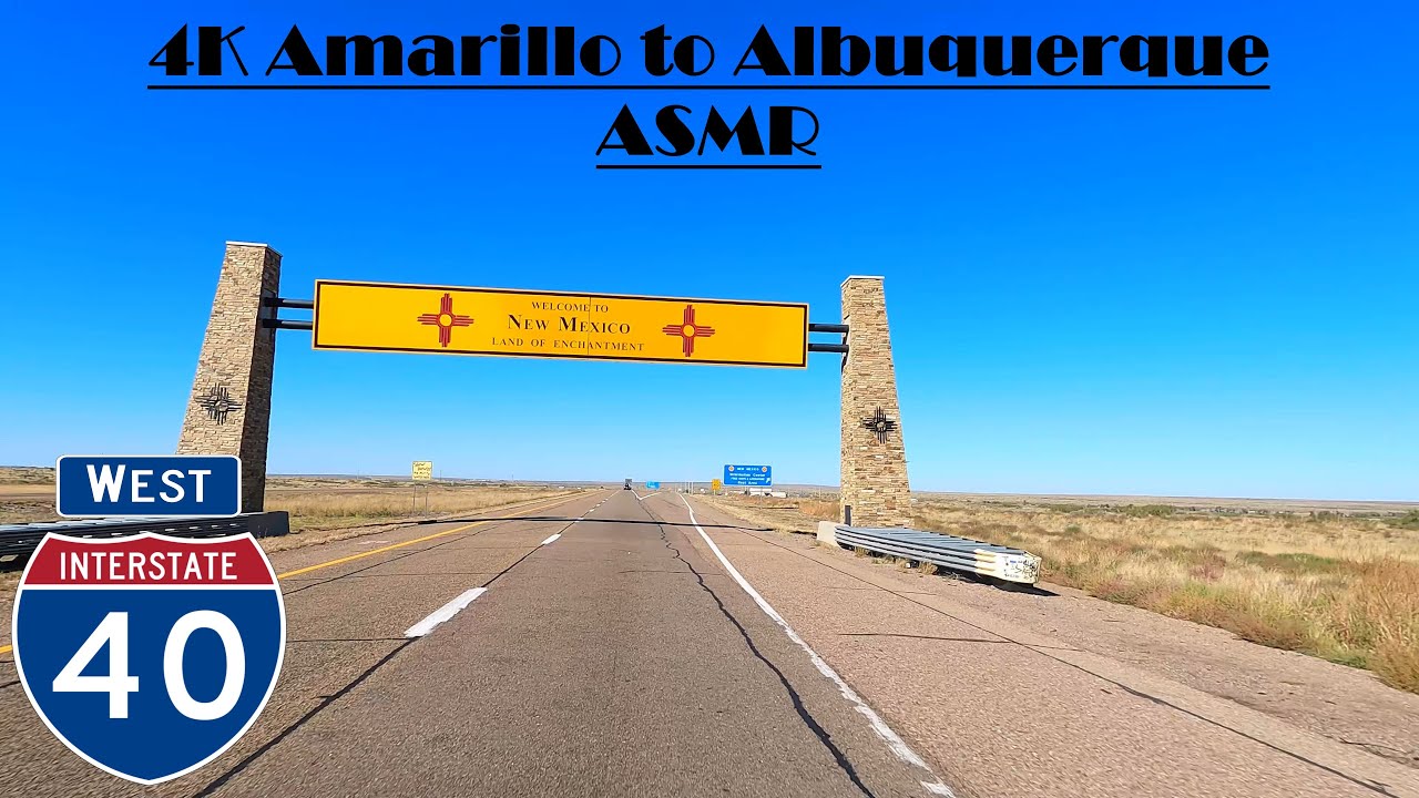 4K Drive: Amarillo to Albuquerque ASMR. I 40 West. Interstate 40 West ...