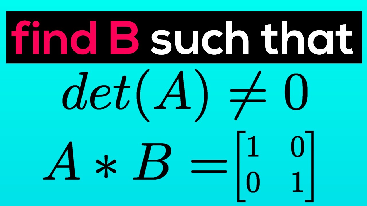 Find a Matrix B Such that A * B is the Identity Matrix and det(A) is ...