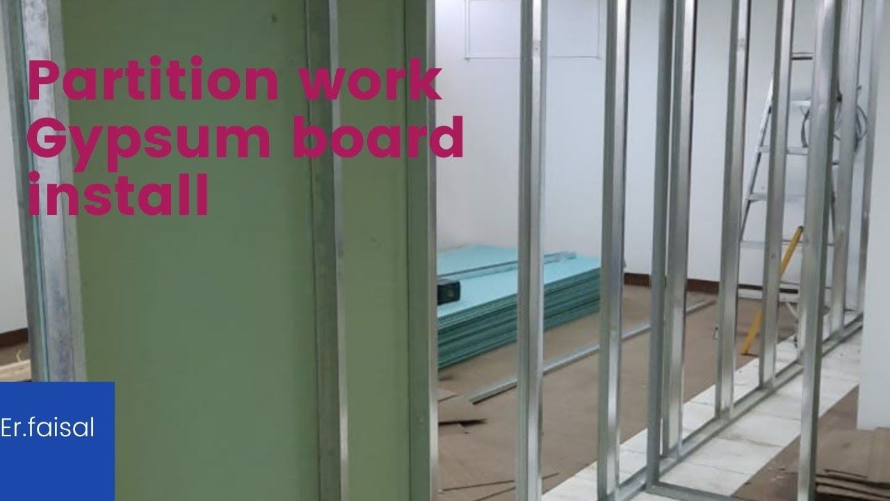 How to install partition gypsum board|partition wall gypsum board work ...