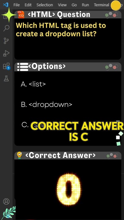 Html Quiz 22 Which Html Tag Is Used To Create A Dropdown List Htmlcoding Html Css Shorts