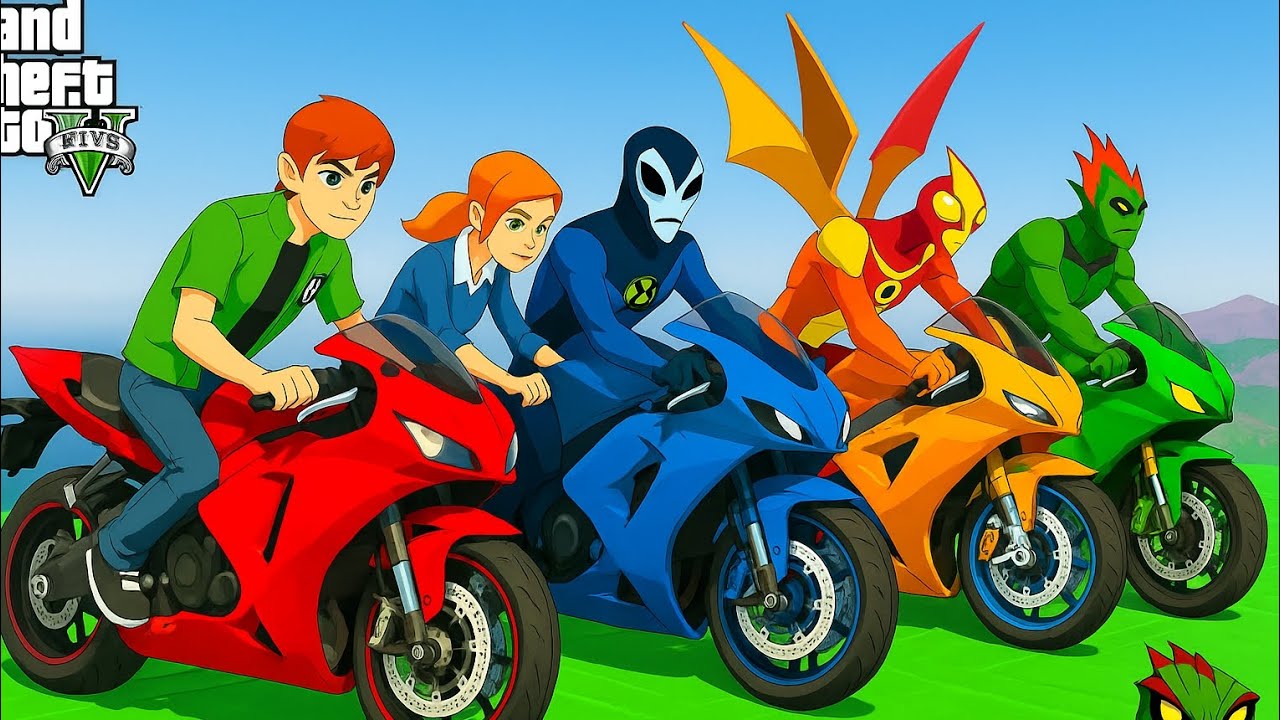 Ben 10 on a motorcycle in the Spiral Bridge (Ben 10 in GTA 5) - YouTube