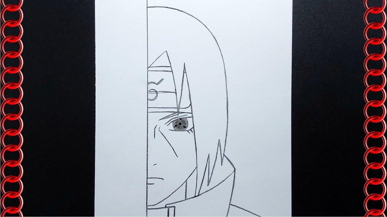 Easy anime drawing || How to draw Itachi Uchiha half face step by step ...