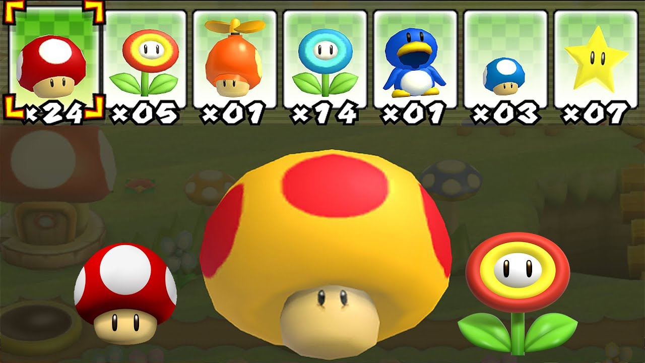 What happens when a Mushroom, a Mega Mushroom and a Fire Flower uses ...