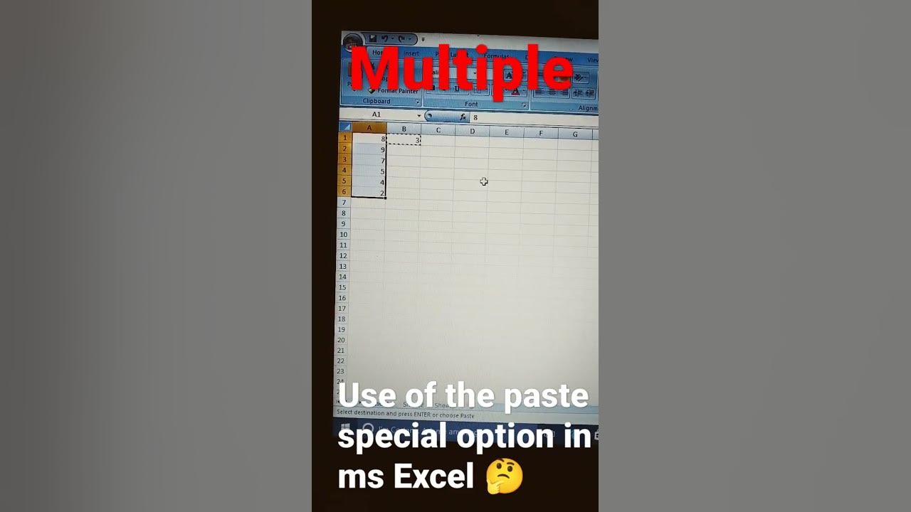 Use Of The Paste Special Option In Ms Excel Multiple Shortsvideo Shortsfeed