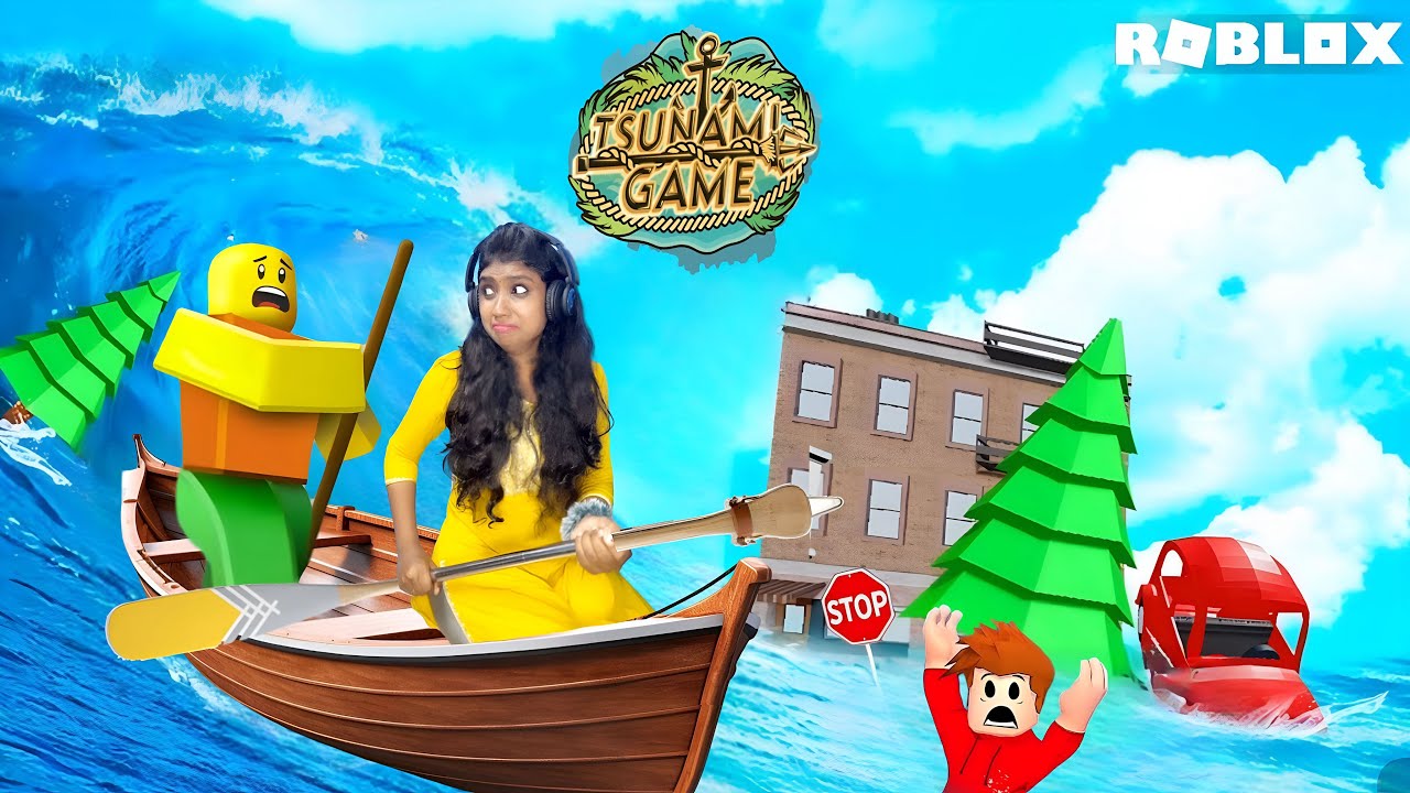 Survived From World Largest Tsunami Wave in ROBLOX !!! - YouTube