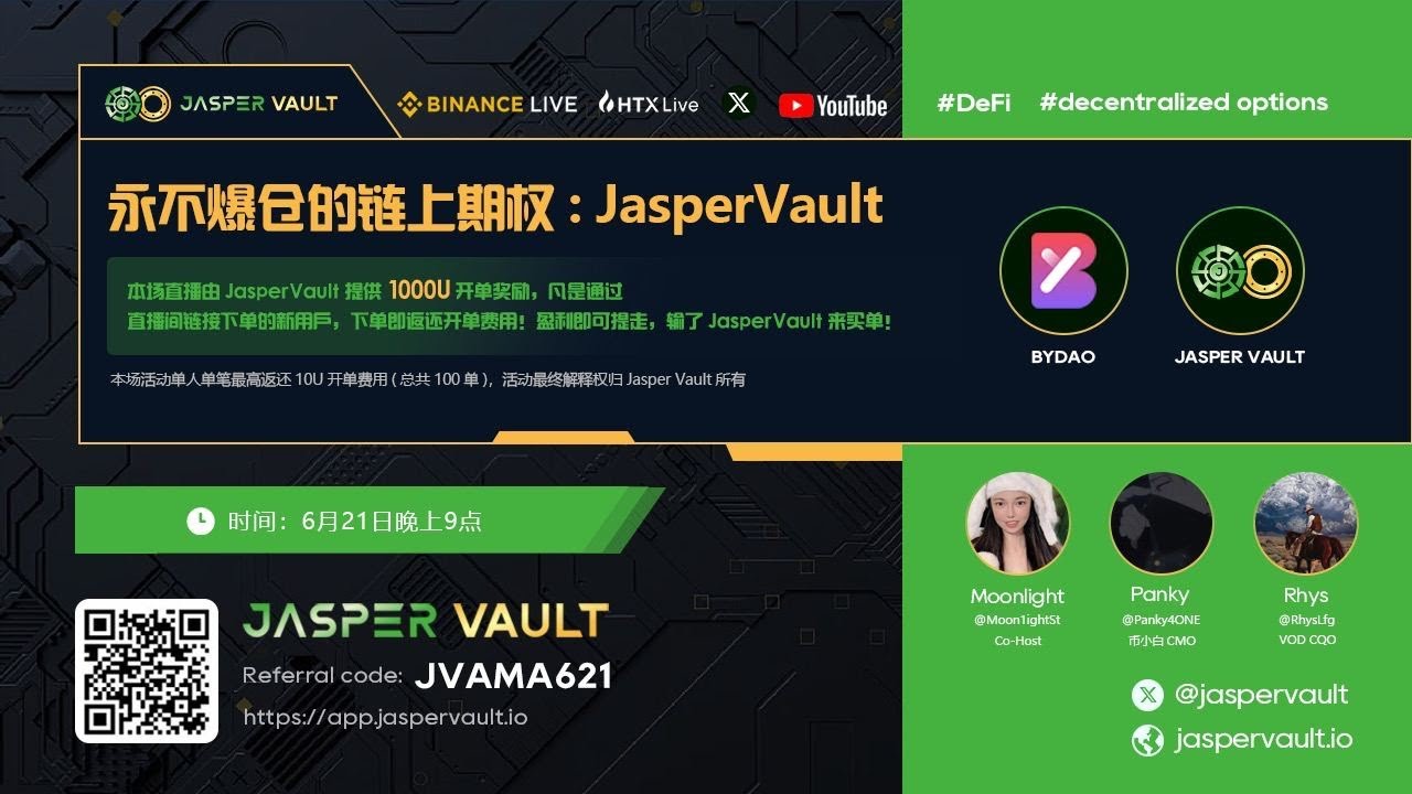 永不爆仓的链上期权：JasperVault - YouTube