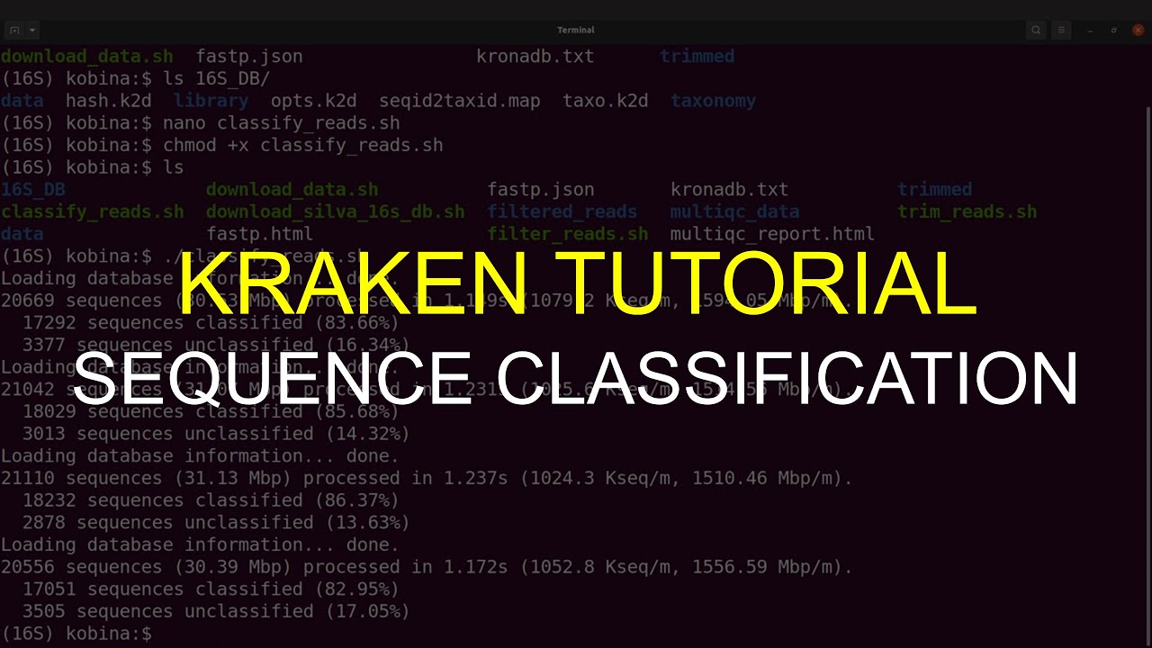 16s rna data analysis | kraken for taxonomic classification - YouTube