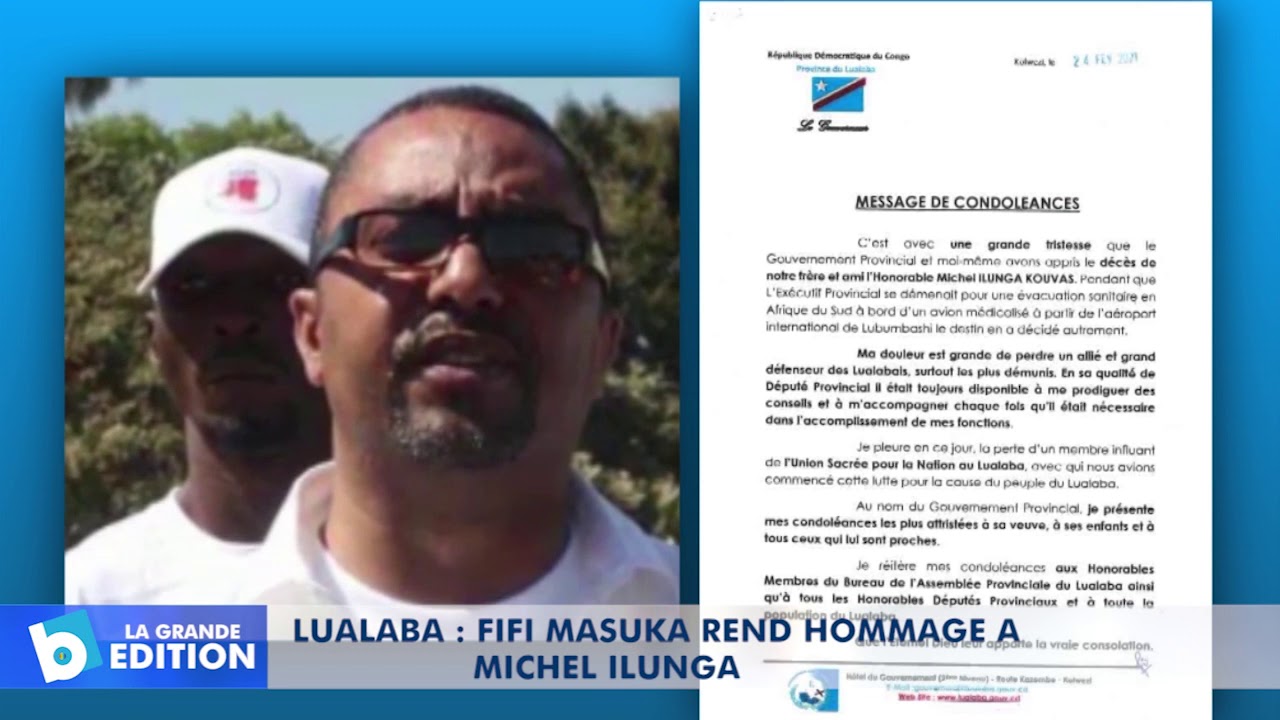 Lualaba: Fifi Masuka rend hommage à Michel Ilunga - YouTube