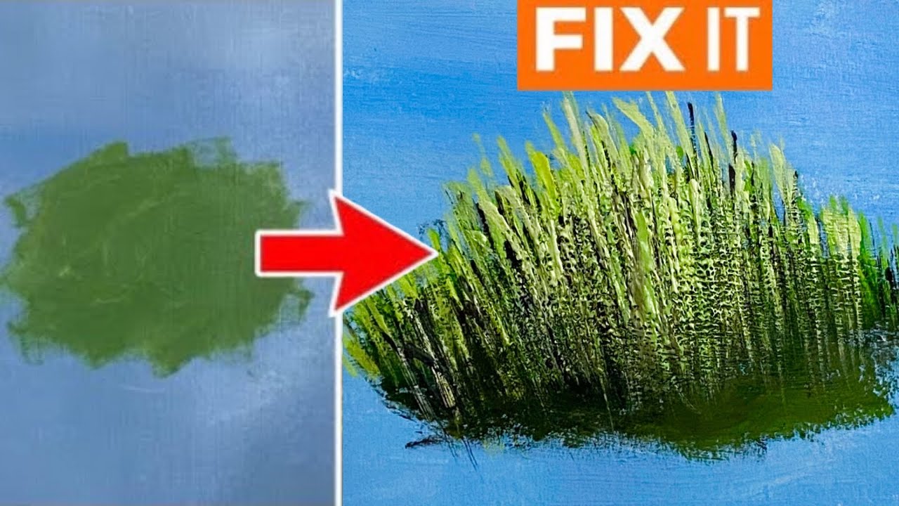 How To Paint Grass | Green Grass Painting | Learn To Paint With Yash ...