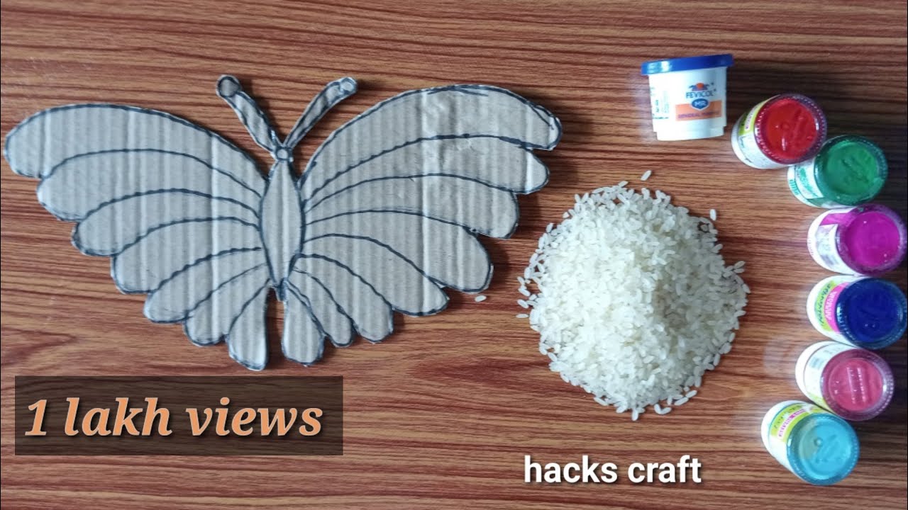Unique Butterfly WaLL Hanging Craft Using Rice / Home Decoration ideas ...