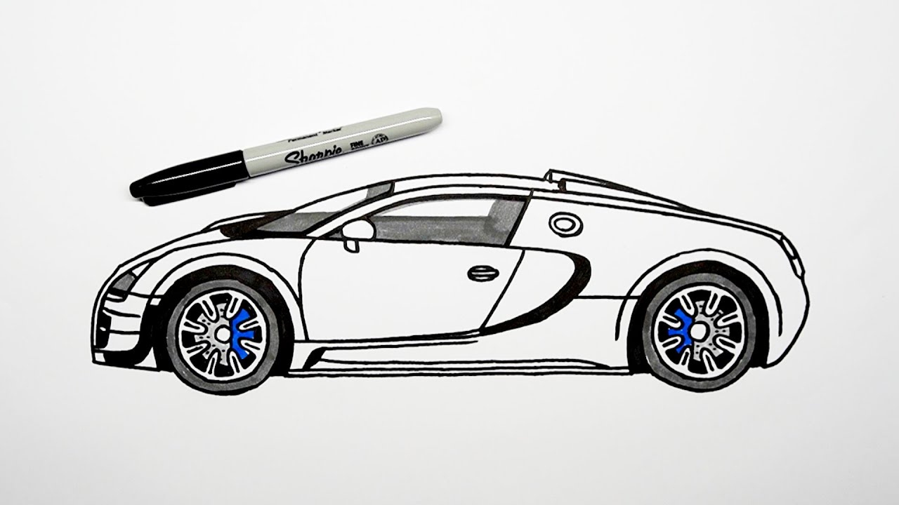 How to draw a car - Bugatti Veyron - Step by step#1 - YouTube