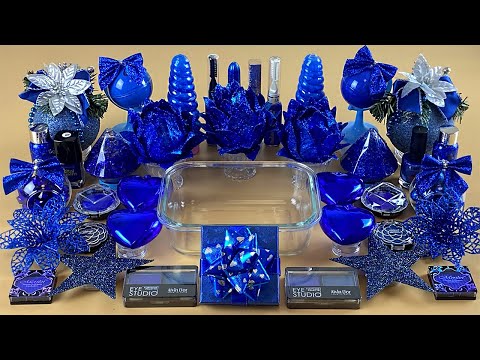 Navy BLUE SLIME | Mixing makeup and glitter into Clear Slime | Satisfying Slime Videos 1080p