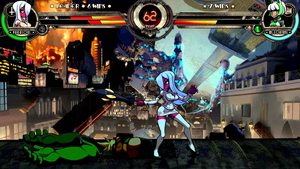 Skullgirls - Filia/Parasoul VS Ms.Fortune/Cerebella - YouTube