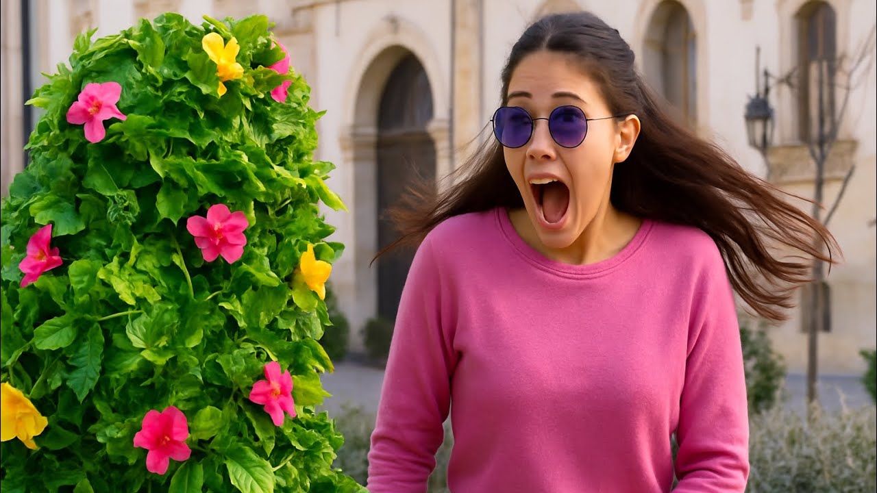 Girl Gets Jump Scared by Bush Prank! - YouTube