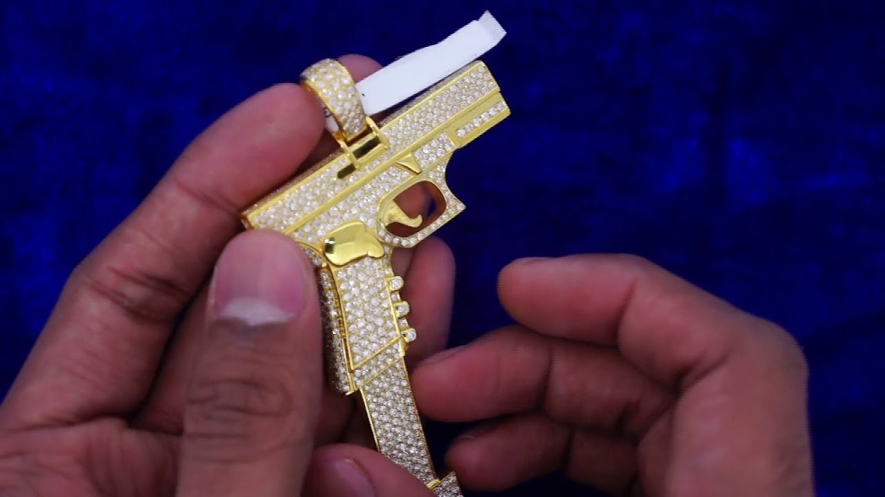 Diamond Gun Pendant 700 Diamonds 5 Carats YOU DREAM IT WE MAKE IT - YouTube