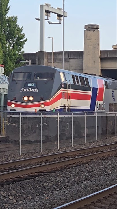 amtrak "pepsi can" dash 8 phase 3 no. 160 leading the coast starlight from LA to Seattle via ...