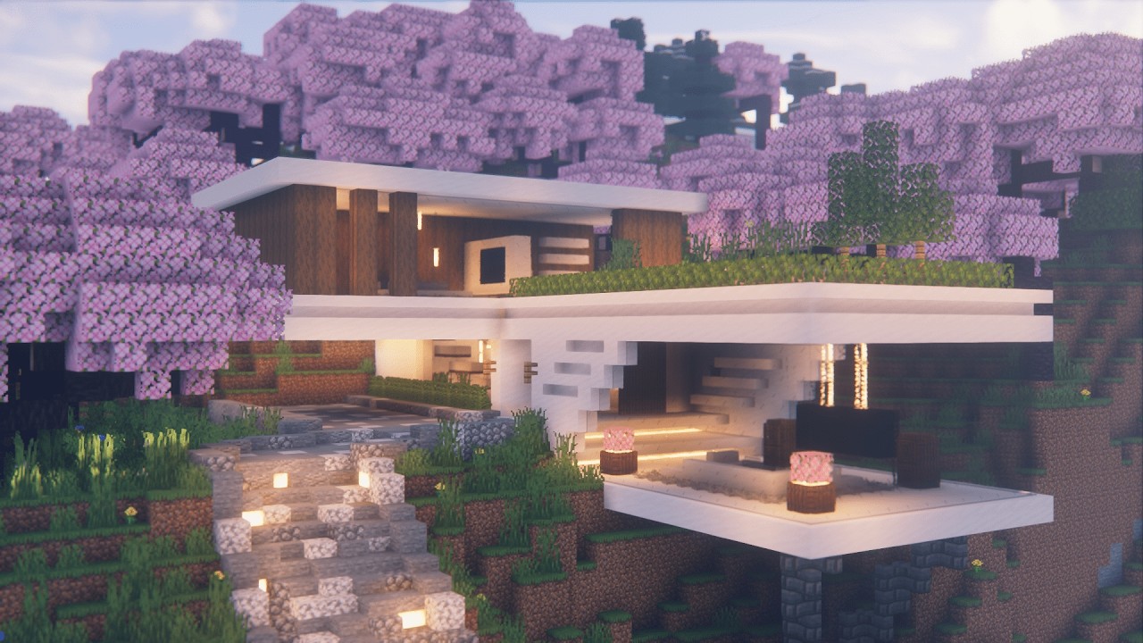 Minecraft | Modern Cliffside House 2 (Relaxing Tutorial) - YouTube
