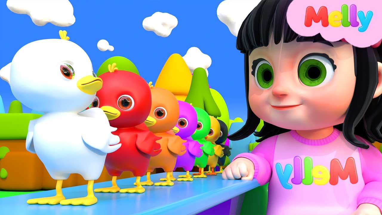 Five Little Ducks | Colorful Ducks | Melly Nursery Rhymes & Kids Songs ...