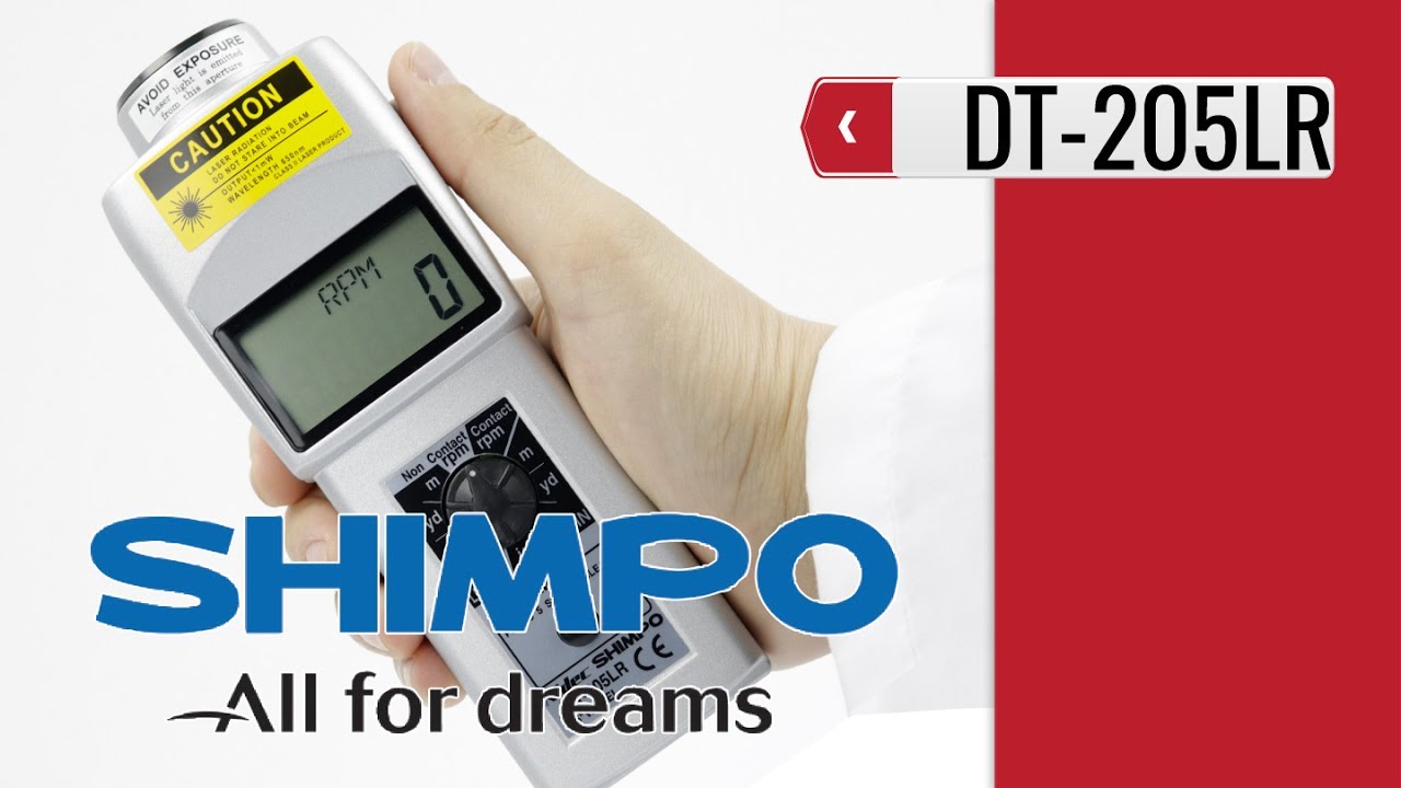 Shimpo DT-205LR - Contact/non-contact LCD Tachometer - YouTube