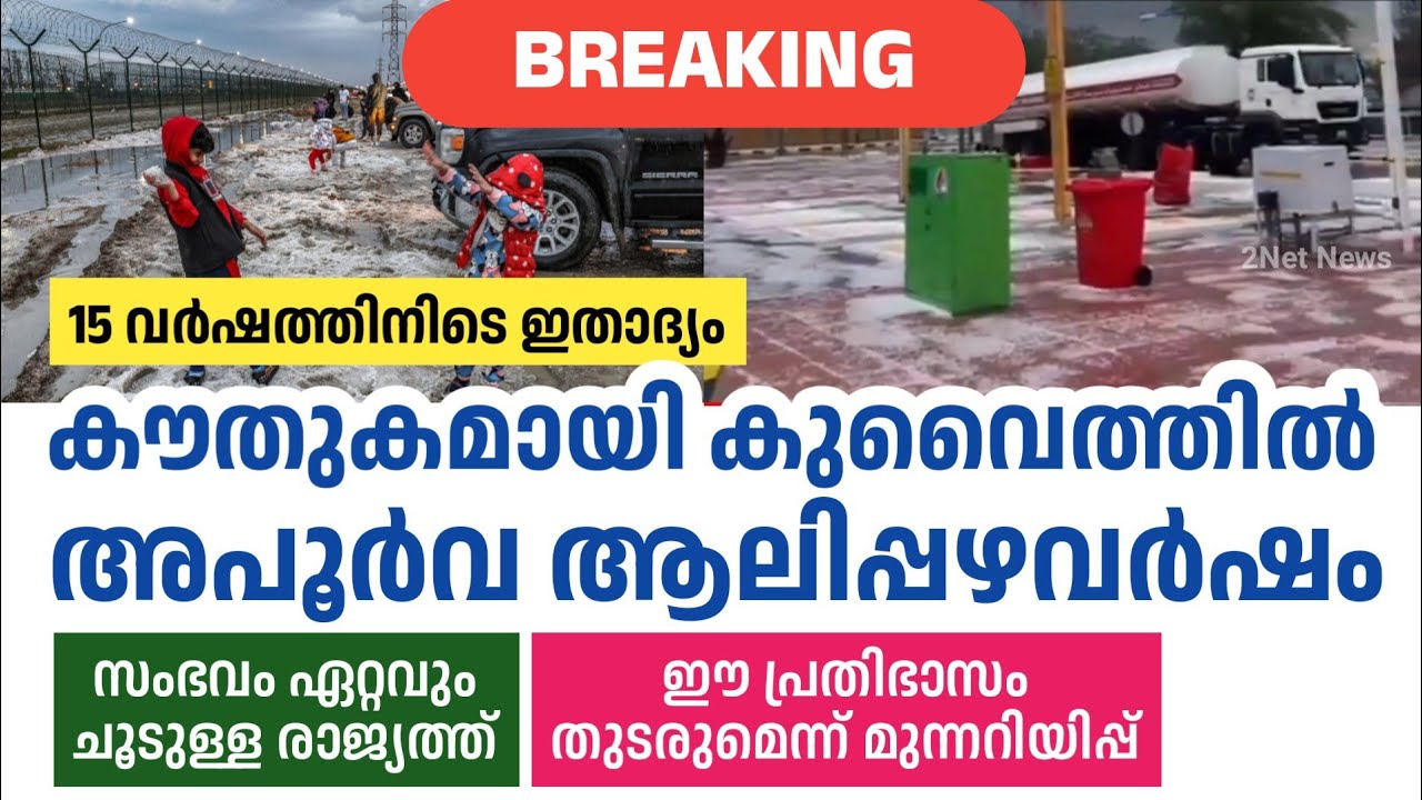 15 വർഷത്തിനിടെ അപൂർവ ആലിപ്പഴവർഷം; കൗതുകം • Hail Storm in Kuwait ...