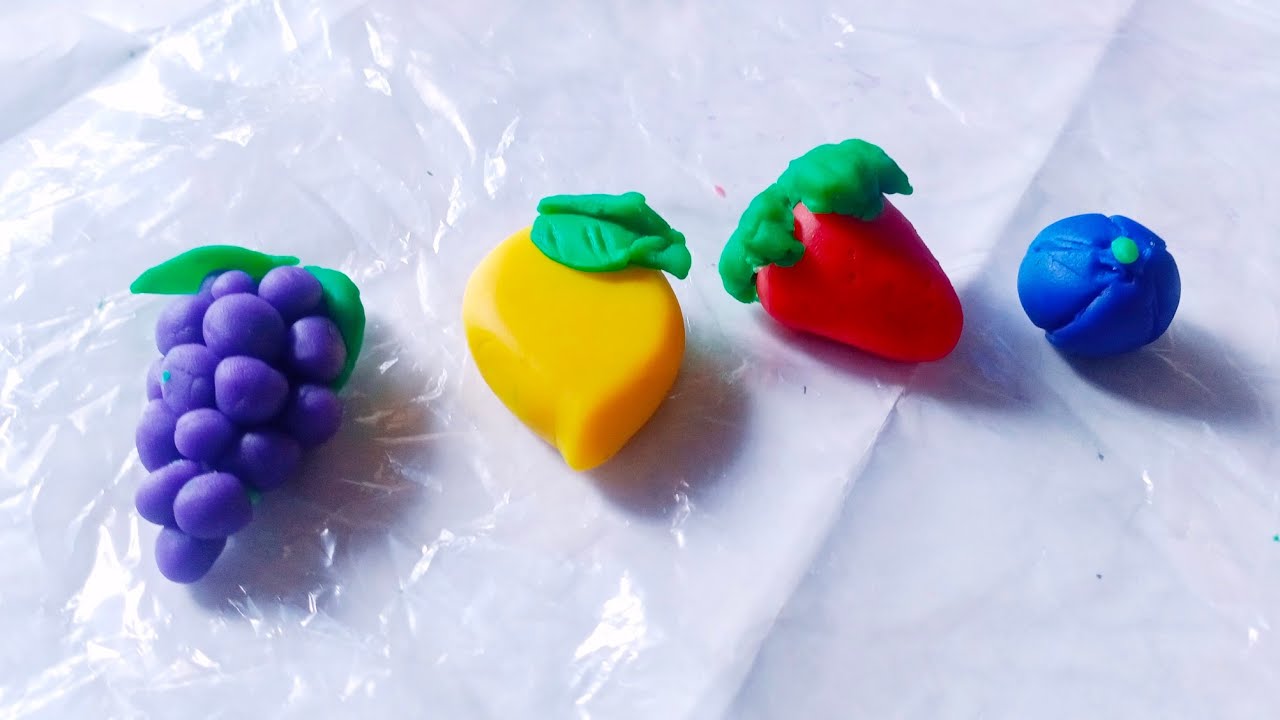 How to make miniature clay fruits 🍇🍓🥭🫐 | Easy DIY Miniature Play Doh ...
