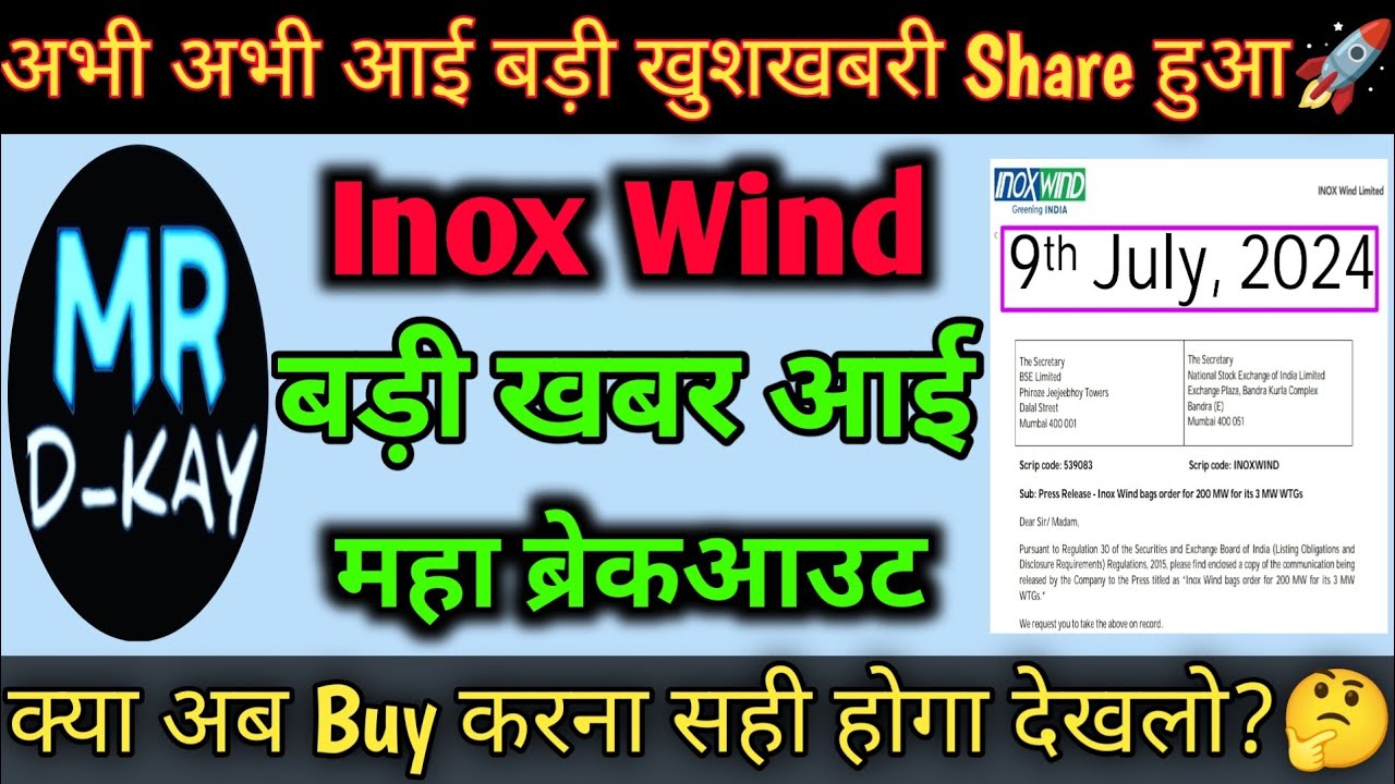 Inox Wind Share Latest News | Inox Wind won a order 🔥 Inox Wind share ...