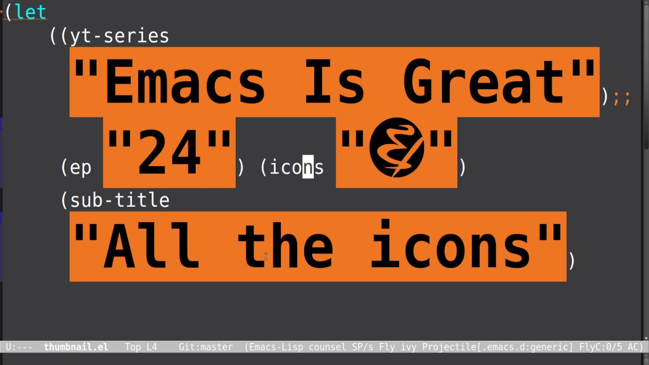 Emacs Is Great - Ep 24, All the icons - YouTube