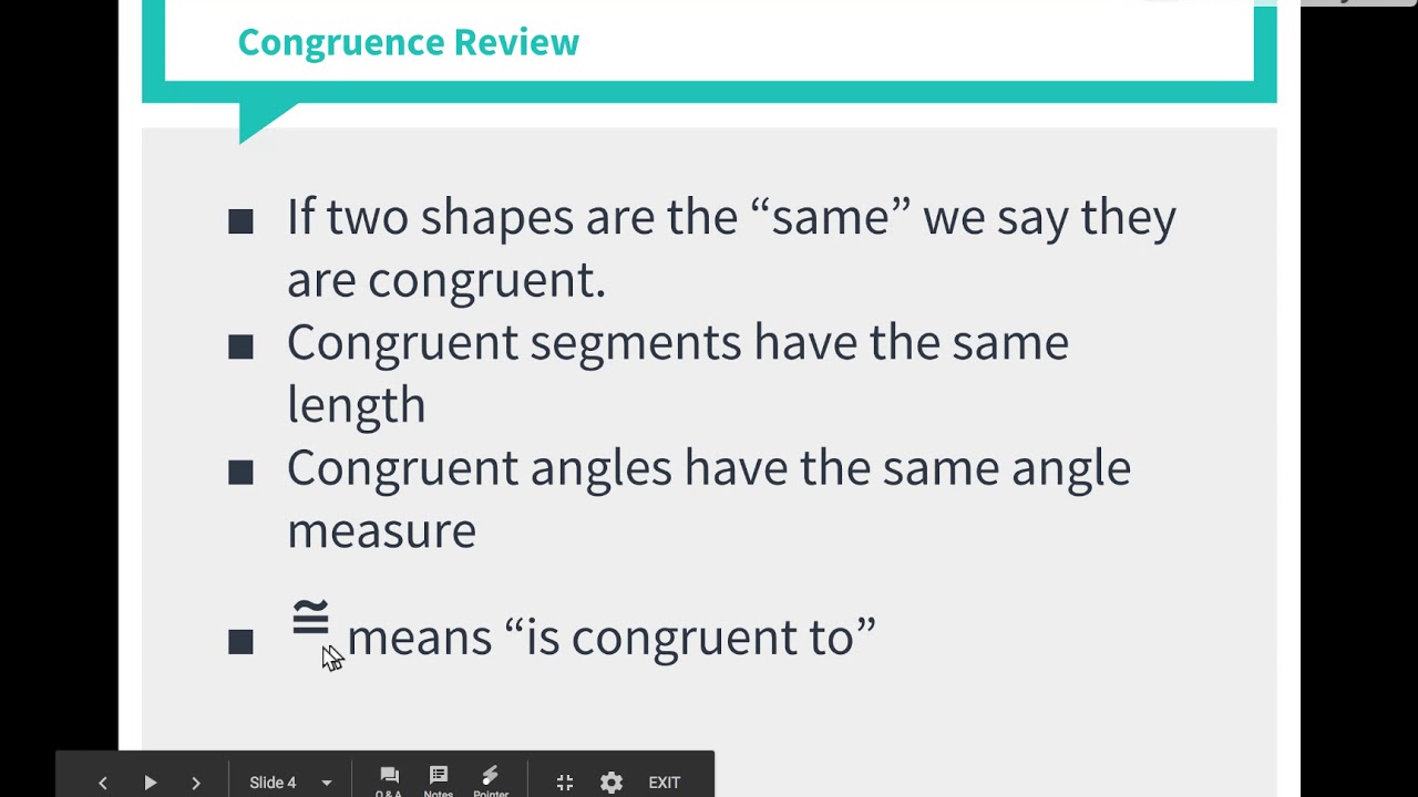 Congruence and Transformation Vocabulary Notes - YouTube