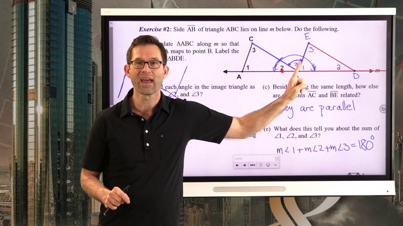 N-Gen Math 8.Unit 3.Lesson 11.Angle Sums in a Triangle - YouTube