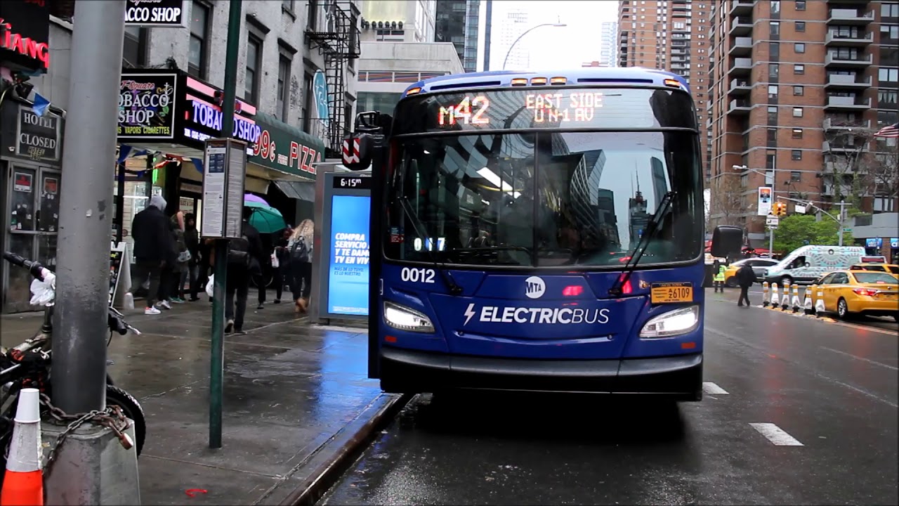 MTA New York City Electric Bus New Flyer XE40 0012 on the M42 - YouTube