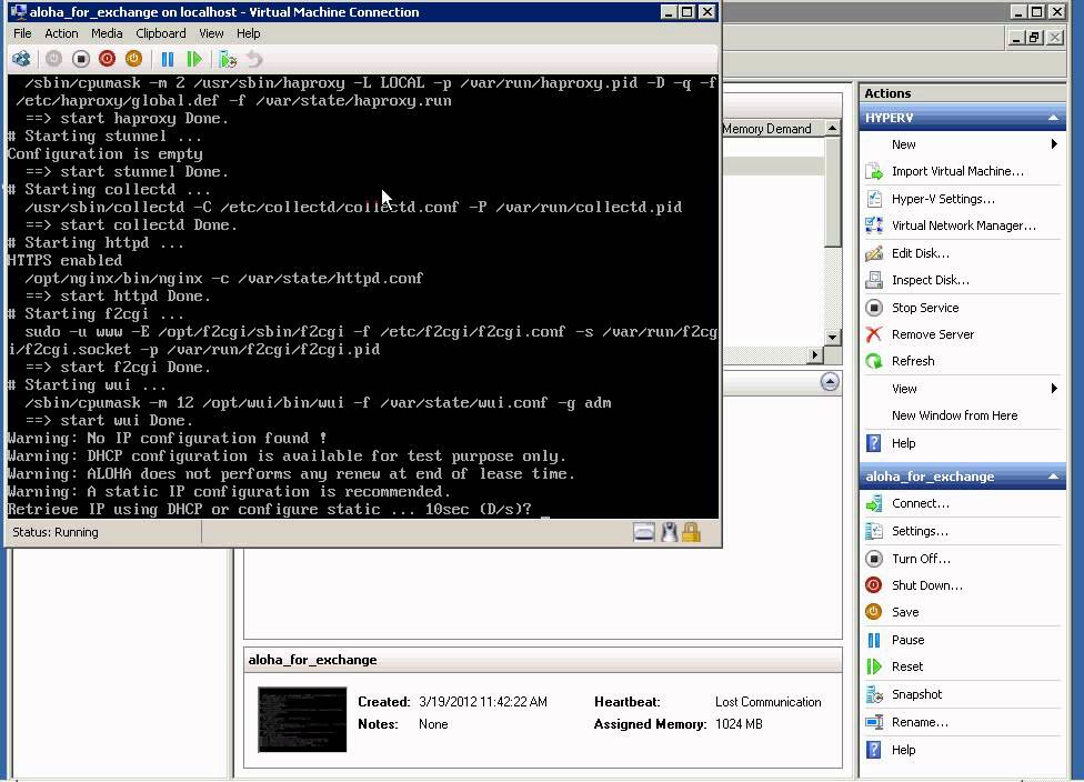 Aloha Load Balancer for Exchange 2010 - Première configuration static ...