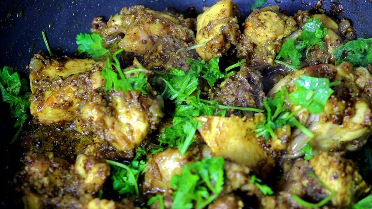 Pepper Chicken Recipe / Chicken Milagu Varuval / Pepper Chicken Dry ...