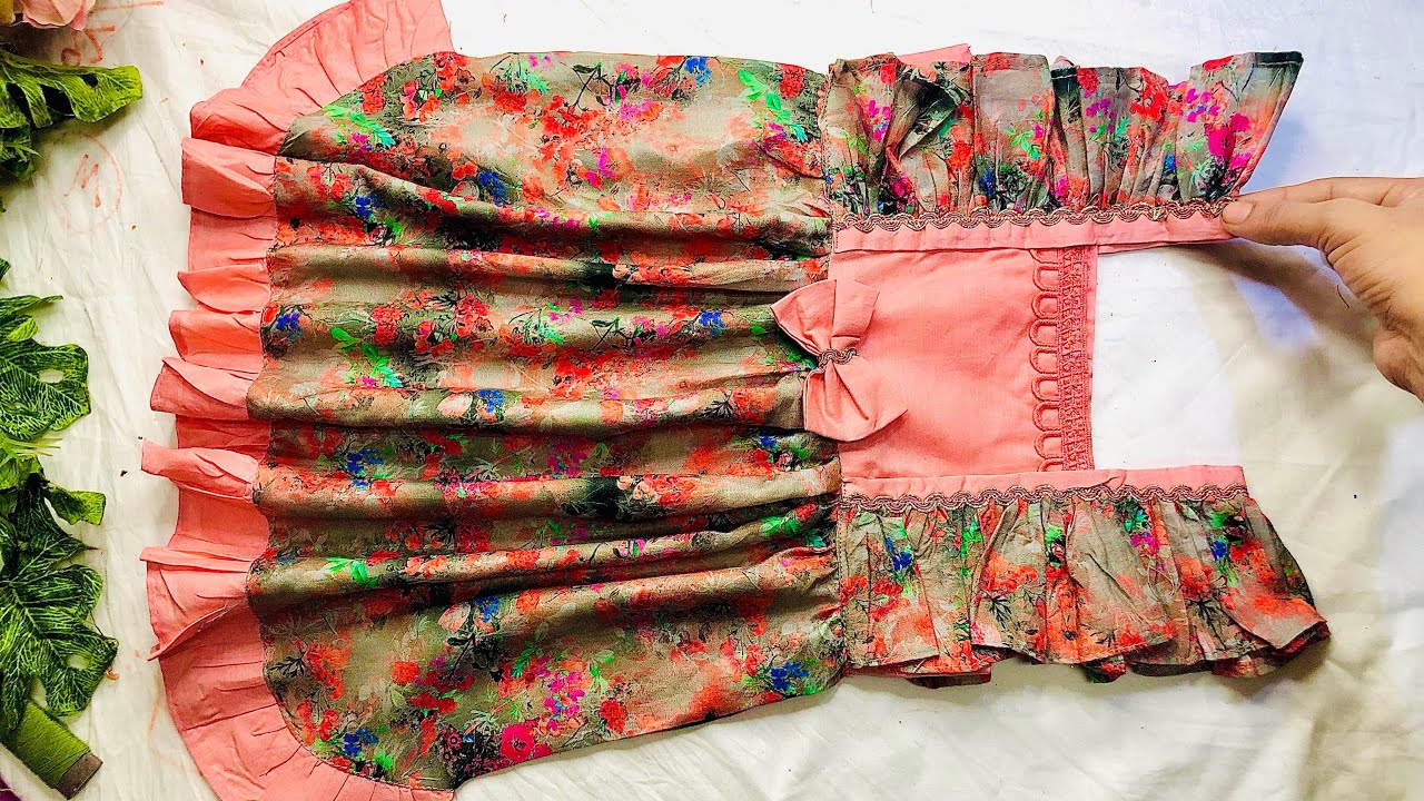 How to cut And stitch Ruffle baby frock Very Easy gol Daman Frill Baby ...